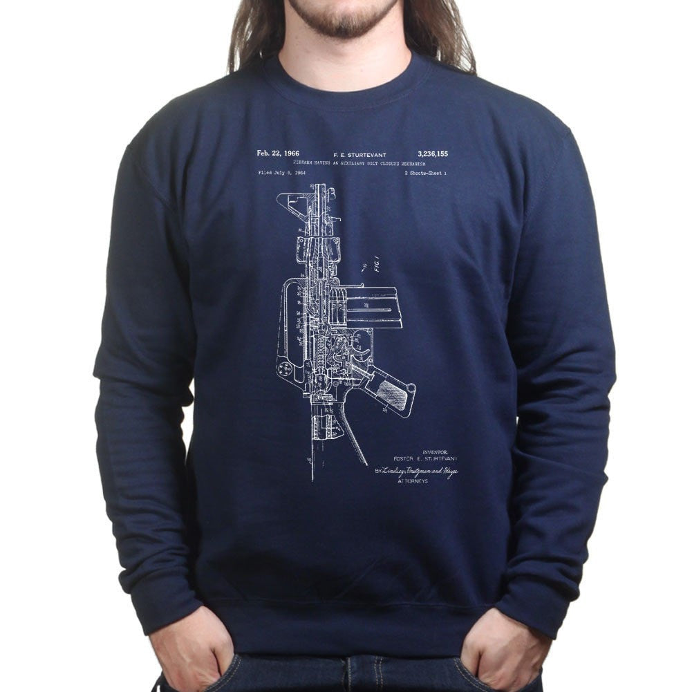 Unisex AR-15 Pistol Blueprint Sweatshirt – Forged From Freedom